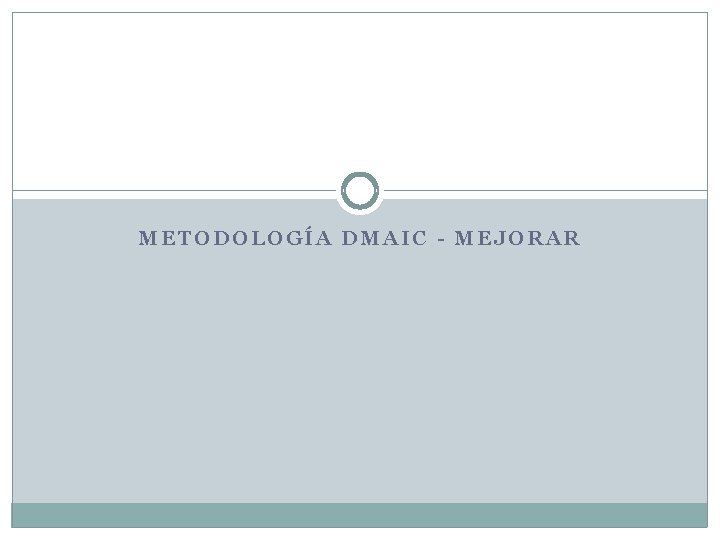 LAS ETAPAS DEL DMAIC METODOLOGA DMAIC DEFINIR Los
