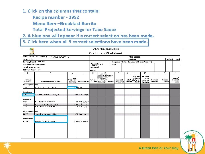 Production Worksheets and Menu Production Records Provided by