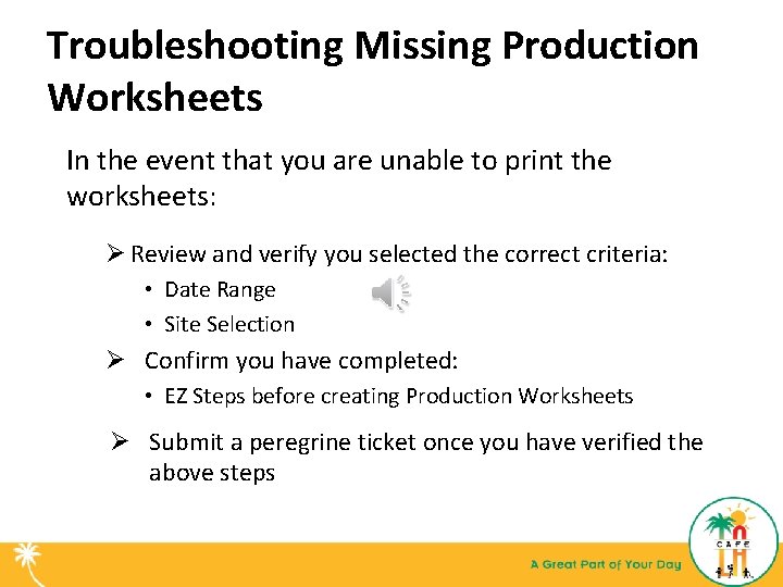 Production Worksheets and Menu Production Records Provided by
