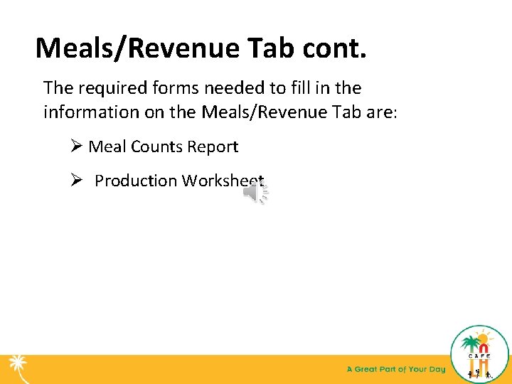 Production Worksheets and Menu Production Records Provided by