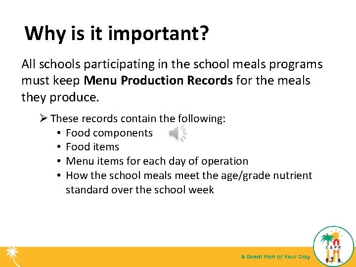Production Worksheets and Menu Production Records Provided by