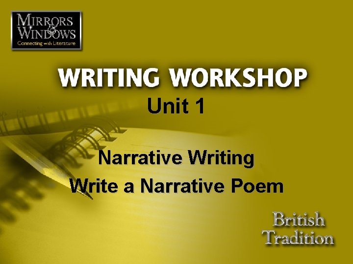 Unit 1 Narrative Writing Write a Narrative Poem