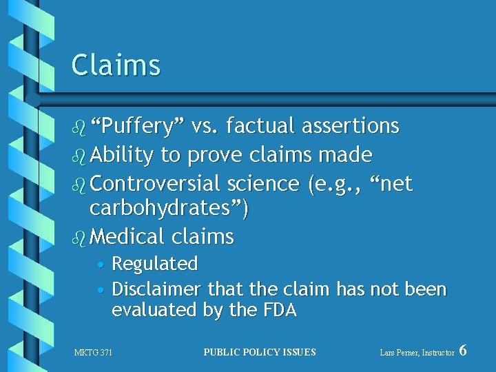 PUBLIC POLICY b Marketing to children concerns b