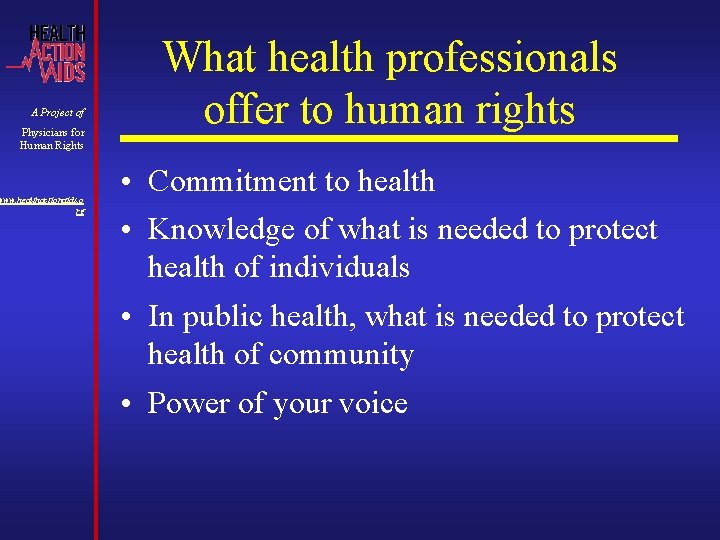 A Project of Physicians for Human Rights www