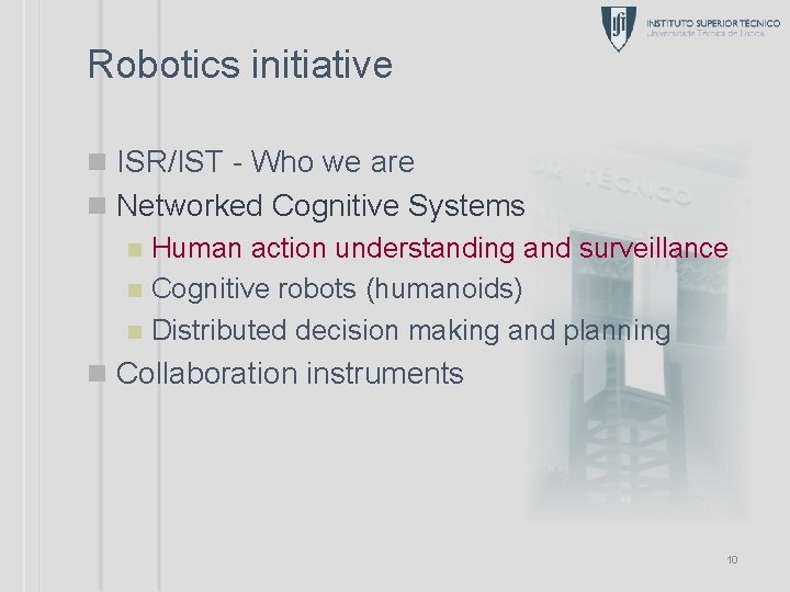 ROBOTICS EPFLIST a proposal for a collaboration program