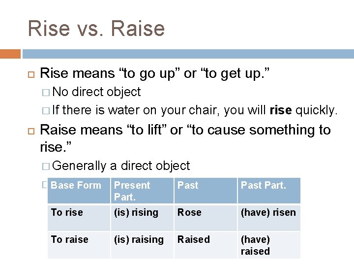 USING VERBS CORRECTLY English 10 A Chapter 18