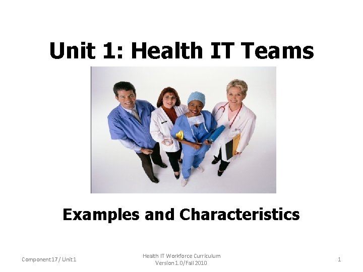 Unit 1 Health IT Teams Examples and Characteristics