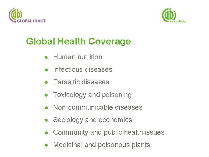 Global Health The definitive international public health database