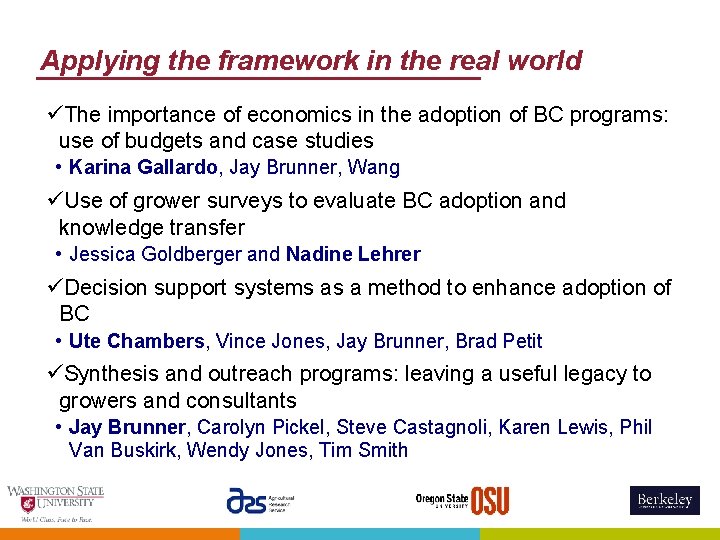 Building the Framework to Enhance BC in Orchard