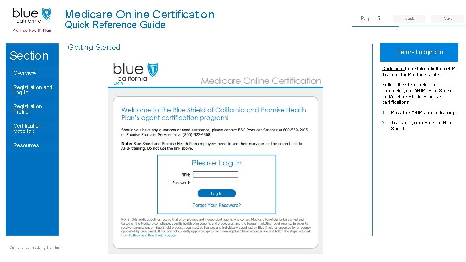 Blue Shield Medicare Online Certification Site Quick Reference