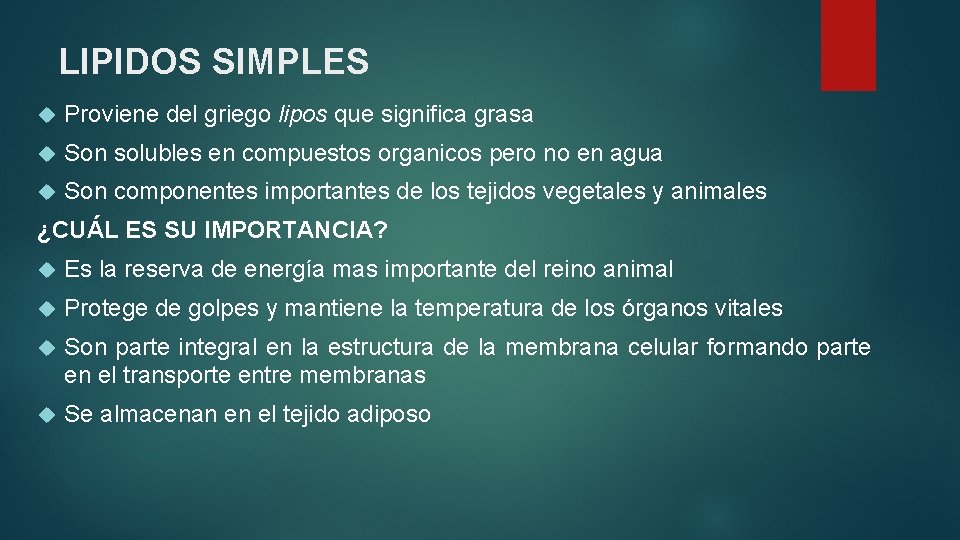 QUIMICA LIPIDOS SIMPLES SEMANA 27 LIPIDOS Los lpidos