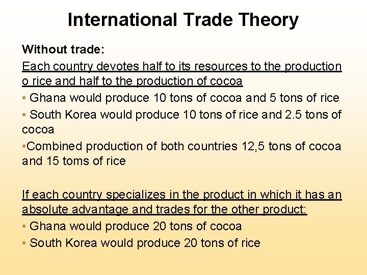 5 International Trade Theory International Trade Theory INTRODUCTION