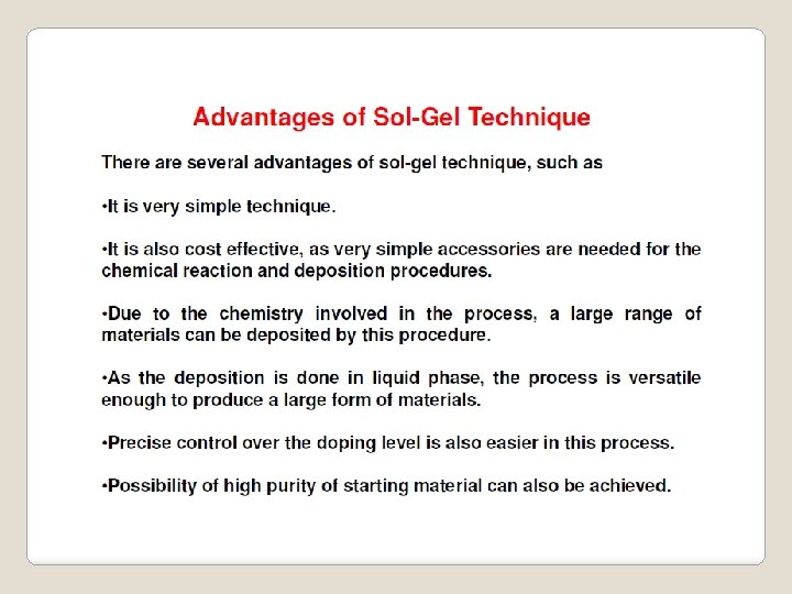 Synthesis of Nanomaterials SolGel Hydrothermal Solvothermal Solgel method