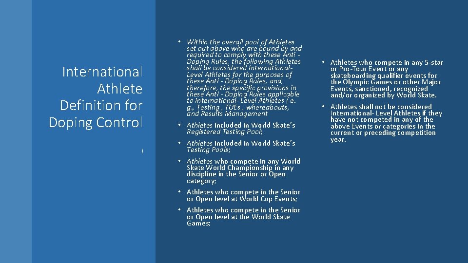 2021 Code AntiDoping World Skate Overview for General