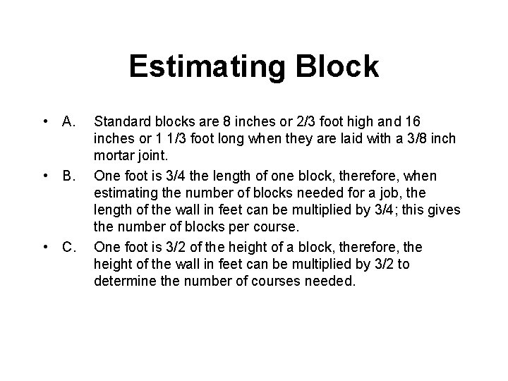 Masonry Blocks Definitions of terms associated with concrete