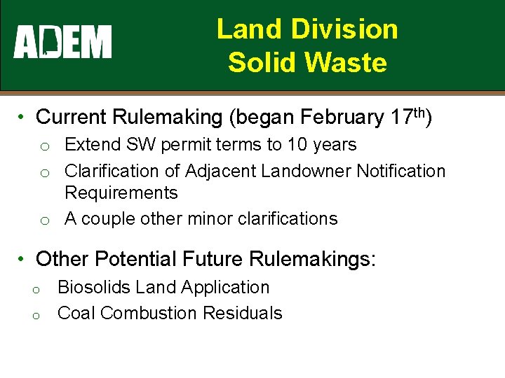 Land Division Update 3 rd Annual Environmental Professionals