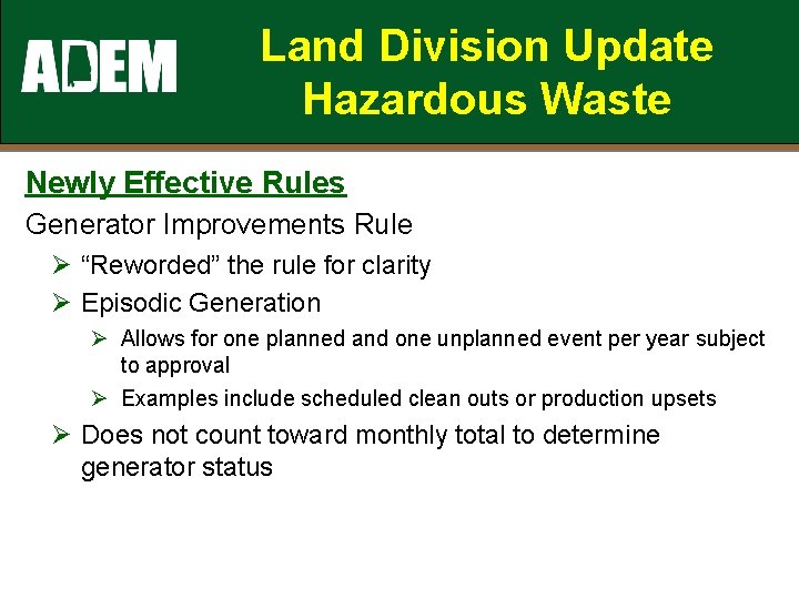 Land Division Update 3 rd Annual Environmental Professionals