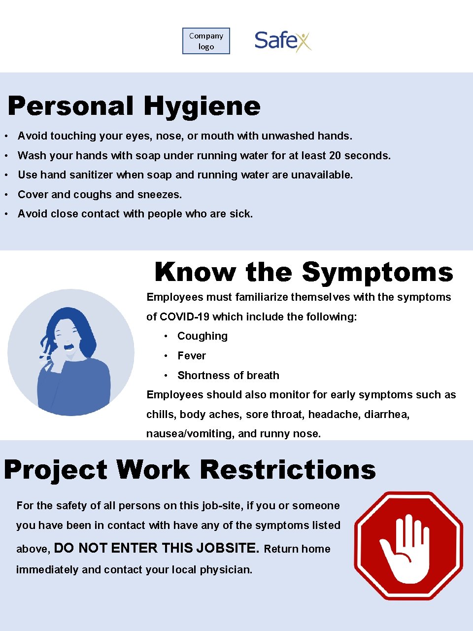 Company logo Personal Hygiene Avoid touching your eyes