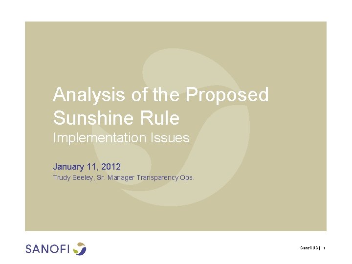Analysis of the Proposed Sunshine Rule Implementation Issues