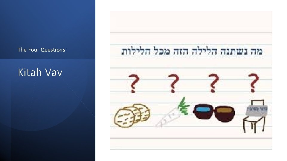 The Four Questions Kitah Vav Pesach What are