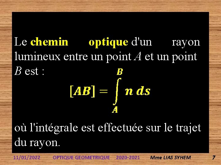 Cours doptique GEOMETRIQUE 11012022 OPTIQUE GEOMETRIQUE 2020 2021
