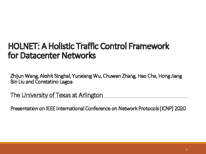 HOLNET A Holistic Traffic Control Framework for Datacenter