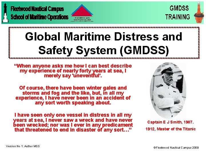 Global Maritime Distress and Safety System GMDSS Version