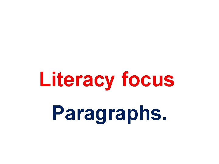 Literacy focus Paragraphs How much do you know