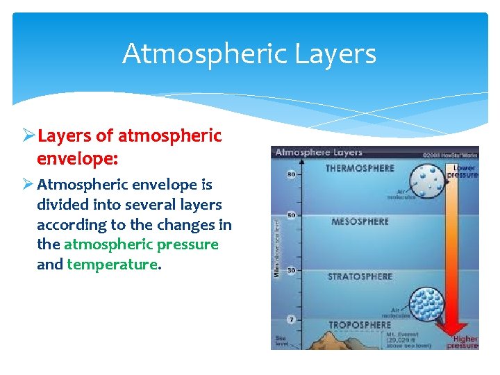Atmospheric pressure Atmosphere The earth is surrounded by