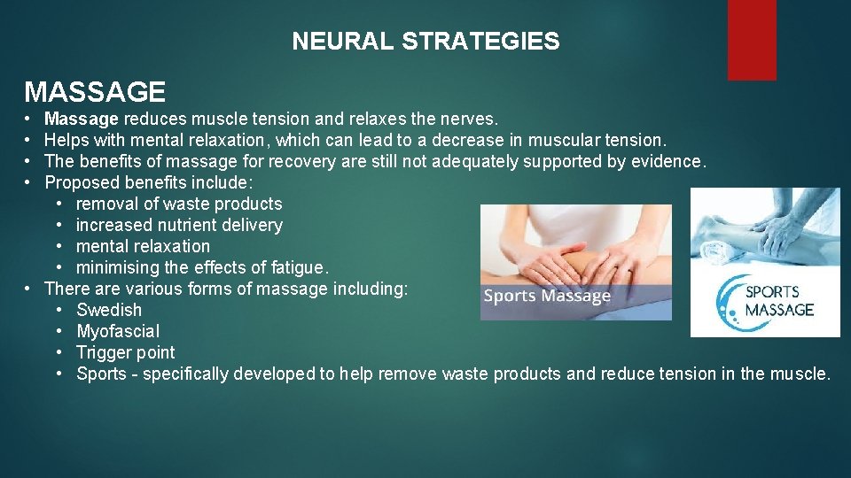 RECOVERY STRATEGIES STUDENTS LEARN ABOUT PHYSIOLOGICAL STRATEGIES NEURAL