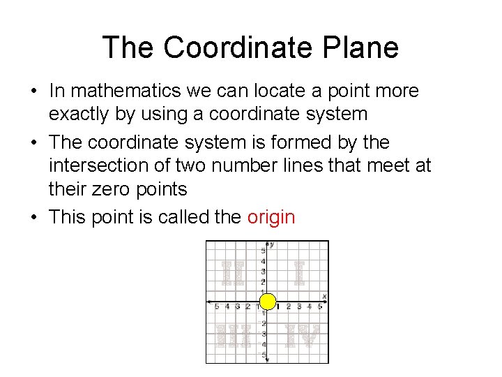 The Coordinate Plane The Coordinate Plane In mathematics