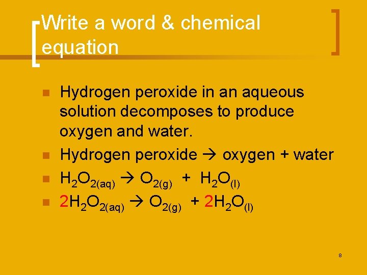 Chemical Equations and Reactions 1 Describing Chemical Changes