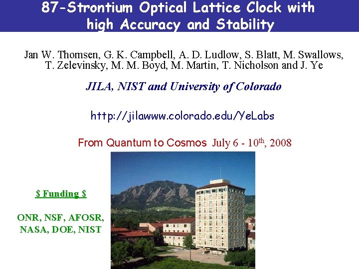 87 Strontium Optical Lattice Clock with high Accuracy