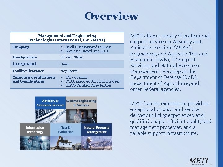 Management and Engineering Technologies International Inc Corporate ...