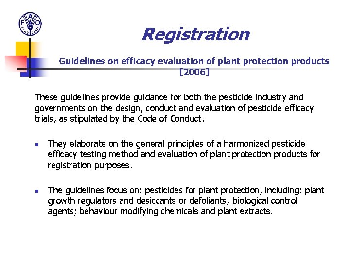 Code of Conduct on Pesticide Management A brief