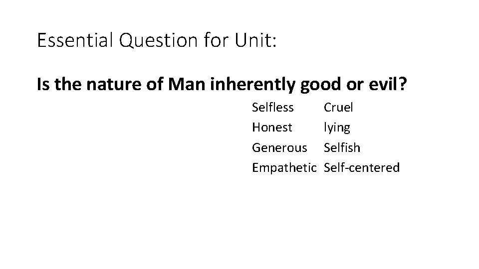 Unit 1 The Enlightenment Essential Question for Unit