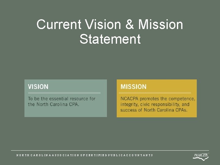 Current Vision Mission Statement NORTH CAROLINA ASSOCIATION OF