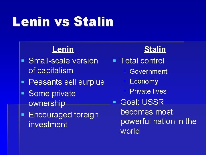 The Rise of Totalitarianism Lenin vs Stalin Lenin