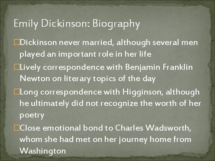 Emily Dickinson 1830 1886 Emily Dickinson Biography Born