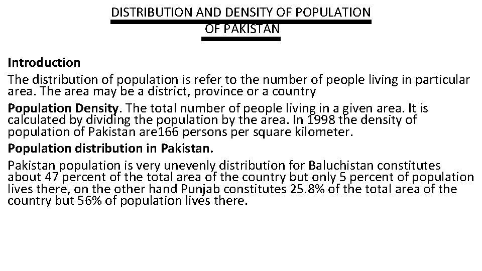 Different regions of Pakistan on the bases of