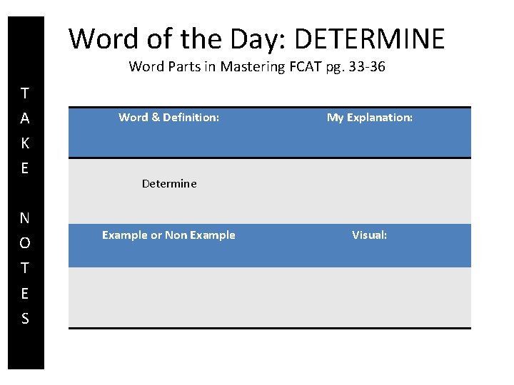 Word of the Day DETERMINE Word Parts in