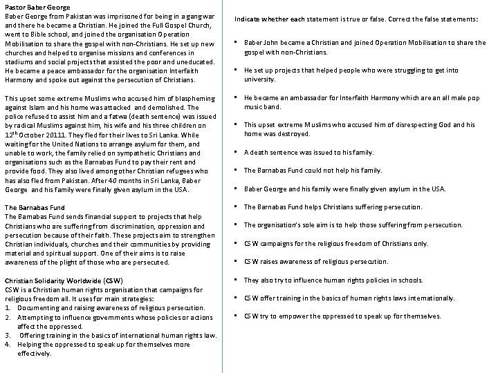 Pastor Baber George from Pakistan was imprisoned for