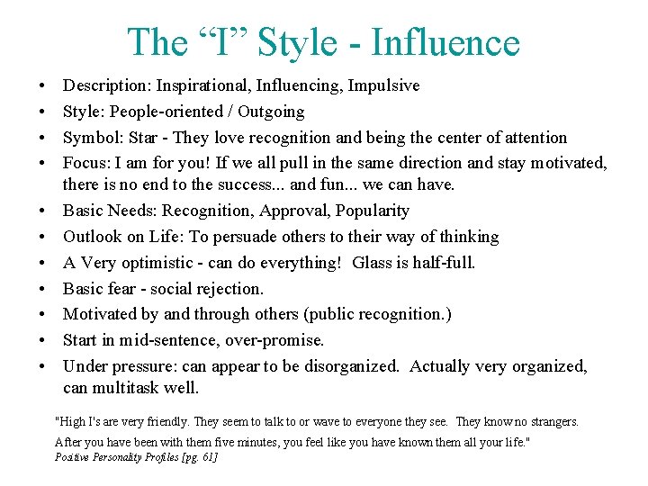 Di SC Personal Profile System Dimensions of Behavior