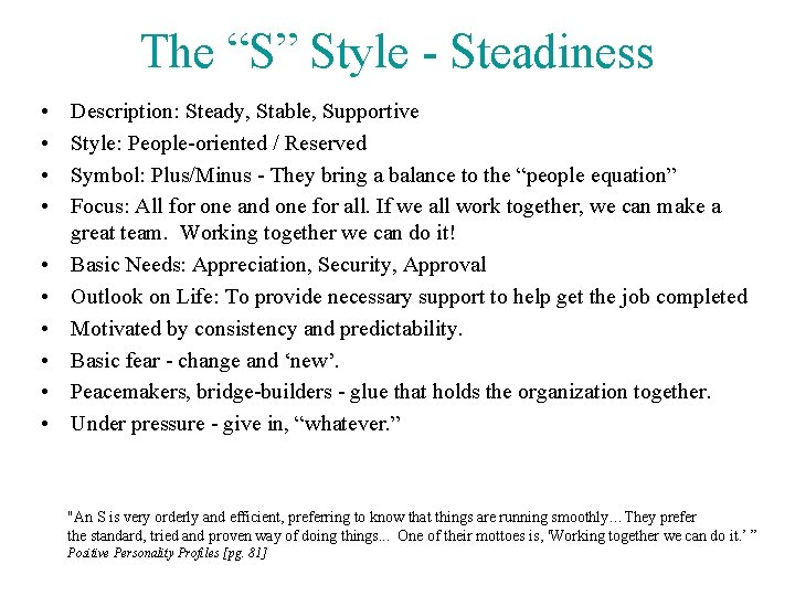 Di SC Personal Profile System Dimensions of Behavior