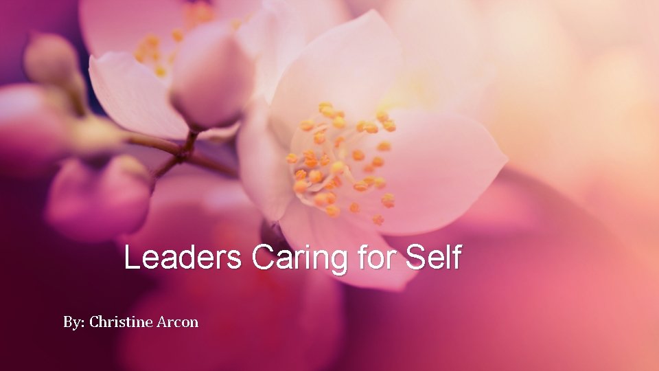 Leaders Caring for Self By Christine Arcon Introduction