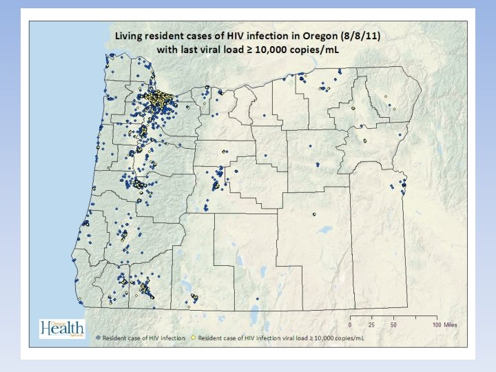 Mean HIV viral load among resident cases and