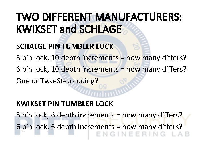 PITT SECURITY SEMINAR 2018 LOCK DESIGN BASIC PIN