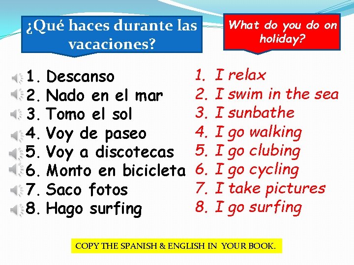 Qu haces durante las vacaciones WHAT DO YOU
