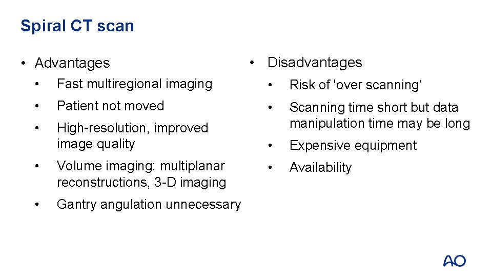 Imaging modalities in trauma surgery AO Trauma Basic