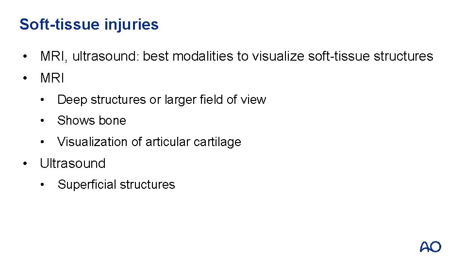 Imaging modalities in trauma surgery AO Trauma Basic